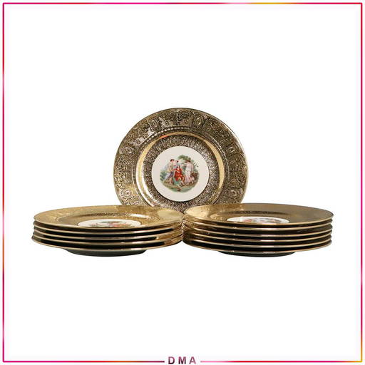 [12] Royal China Warranted 22k Gold Rim Dinner Plates