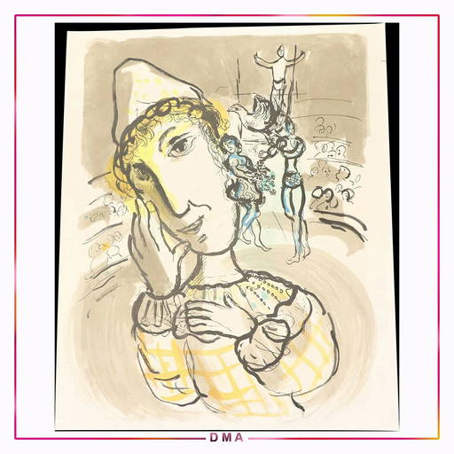 Marc Chagall, Vintage Color Lithograph Acrobats, Figure