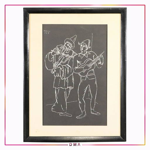 Pablo Picasso, Vintage Lithograph Jester Musicians