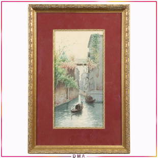 W.c. Bauer Venetian Canal Painting