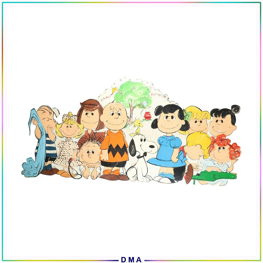 Charlie Brown And Peanuts Gang Painting On Board Signed