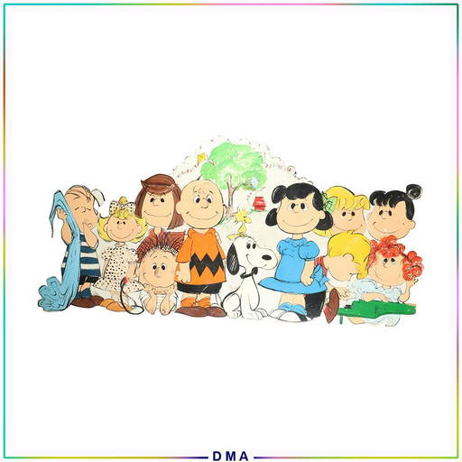 Charlie Brown And Peanuts Gang Painting On Board Signed