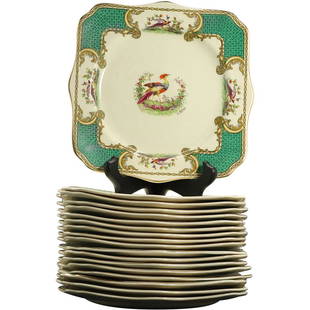 [18] Myott Staffordshire Square Plates Chelsea Pheasant