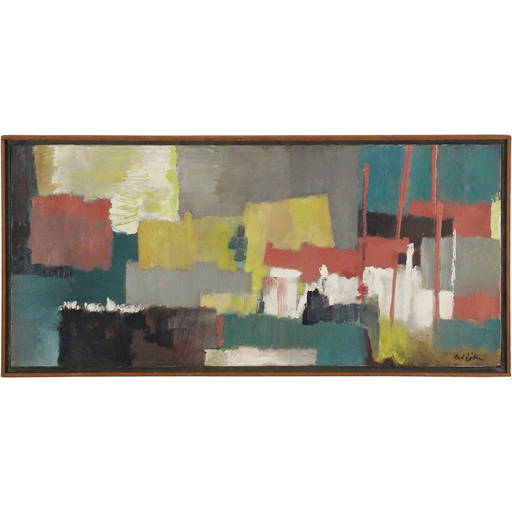 Uriik, Mid Century Modern Cubism Squares Abstract Oil/c