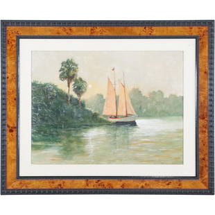 Barbara Shipman 1944 2019, Watercolor Sailboat Tropics