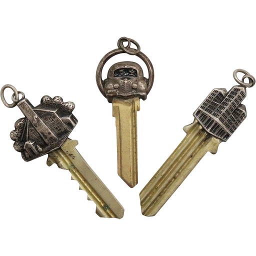 [3] Sterling Silver And Brass Keys, 2 Are Napier