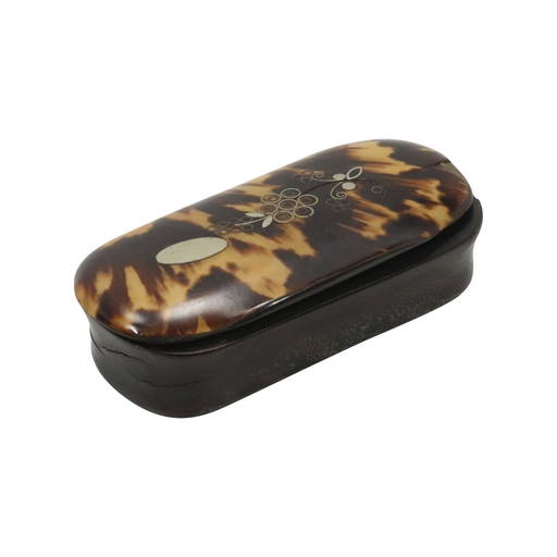 Antique Tortoise Shell Trinket Box Sterling Inlay