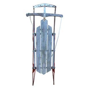 Vintage Rocket Plane Sled Wood Slats And Metal