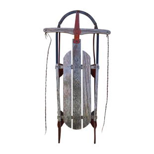 Vintage Rocket Plane Sled Wood Slats And Metal