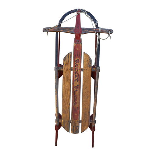 Vintage Rocket Plane Sled Wood Slats And Metal