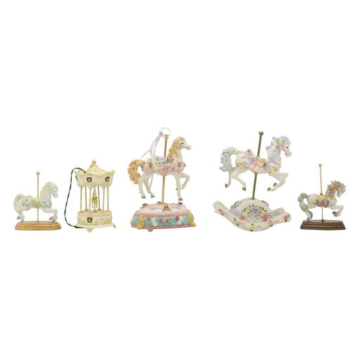 5 Assorted Carousel Horse Figure Statues