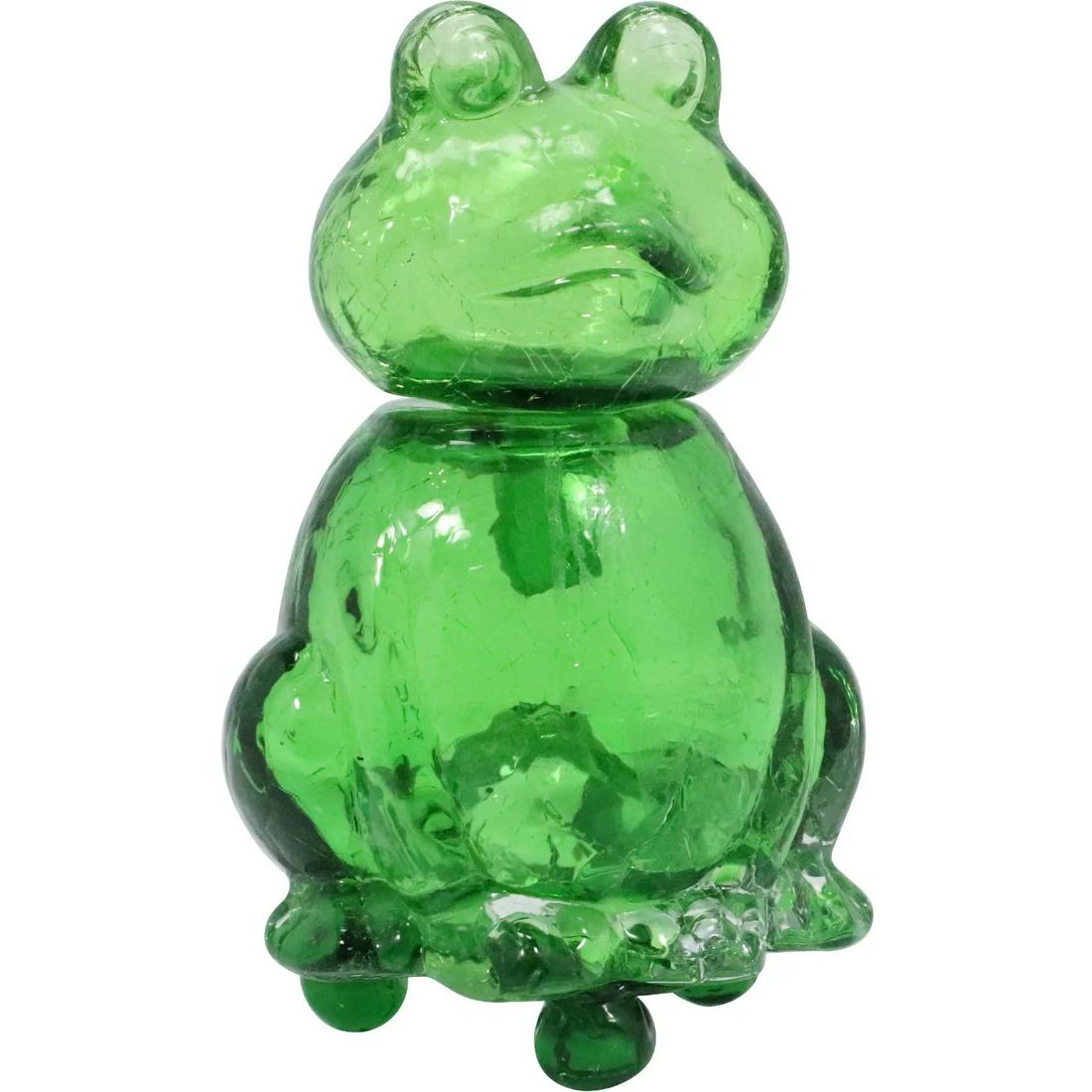Green Art Glass Frog Figure Jar