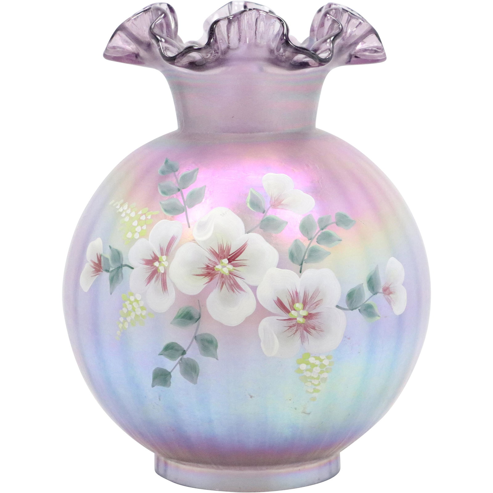 Fenton Purple Iridescent Hurricane Lamp Shade