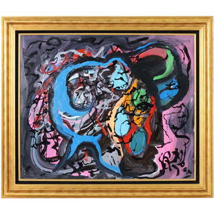 Rocco Monticolo, R Monti, Oil Painting Standing Nude Abstract In Landscape