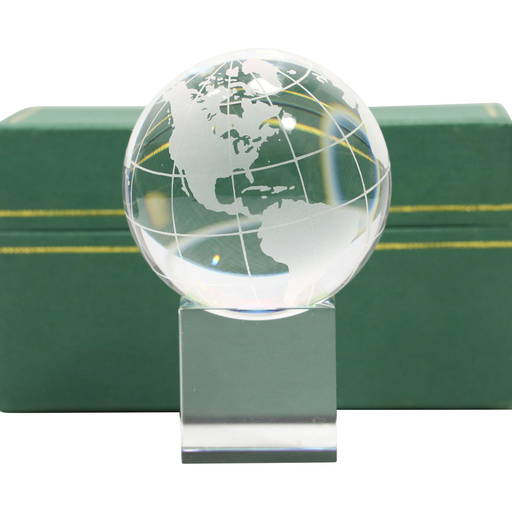 Chass World Etched Glass Paperweight In Original Box