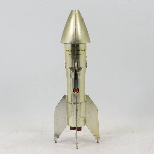 Vintage Rocket Coin Bank, Metal, Astro Mfg E Detroit