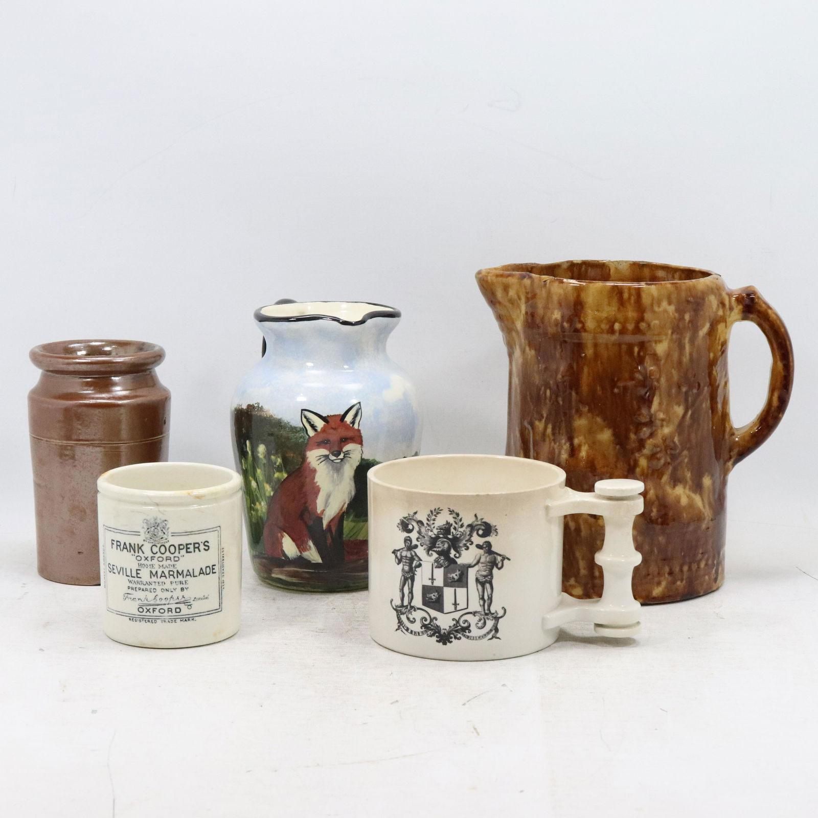 5 Assorted Estate Grouping Ceramic Pitchers And Jars