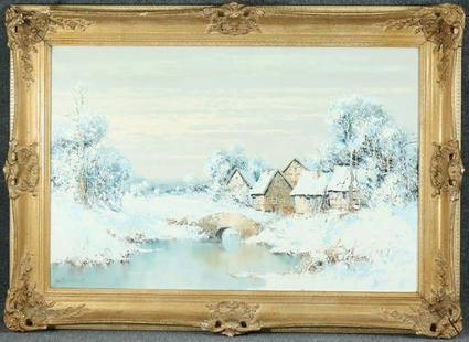 Willi Bauer, German, Oil Painting Winter Landscape