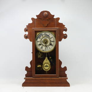Walnut Victorian Gingerbread Mantle Clock