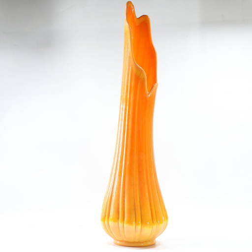 Bright Orange Glass "le Smith Bittersweet Swung Vase" Mid Century Modern