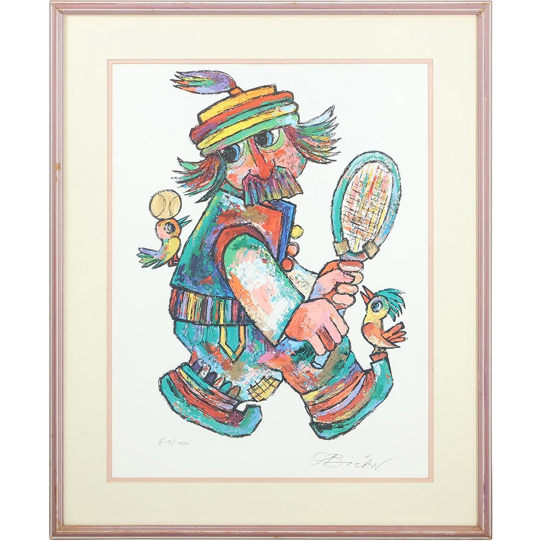 Jovan Obican, Signed, Numbered Lithograph Tennis Player. #617/1000 ...