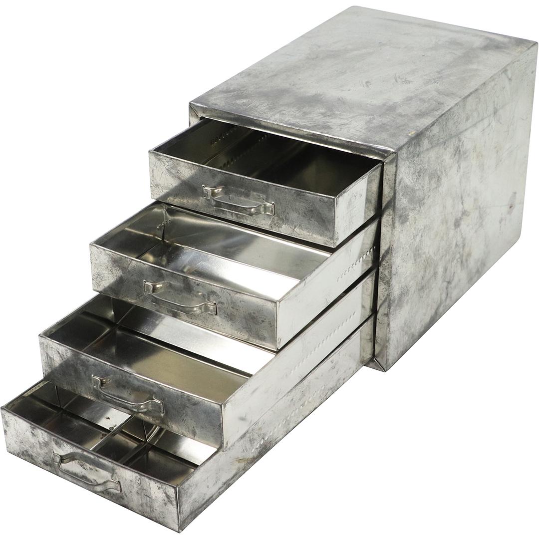 Industrial Galvanized Steel 4 Drawer Organizer Box Cabinet