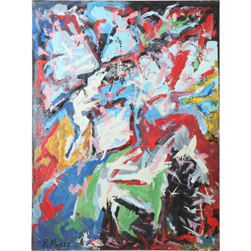 Rocco Monticolo, R Monti, Large ABSTRACT OIL PAINTING on Canvas ...