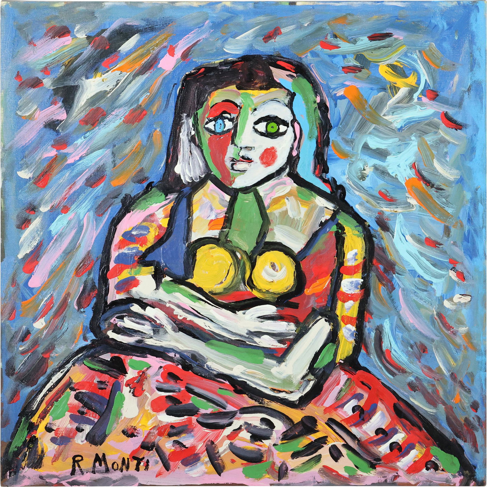 Rocco Monticolo, R Monti, Oil/c Abstract Woman Signed Oil On Canvas ...