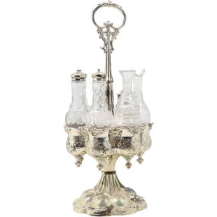 Victorian Silver Plate Castor Set With (6) Bottles