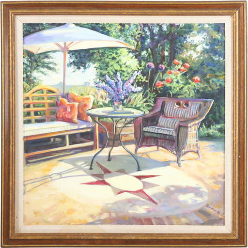 Winifred Walker, Fine 20th C Oil Painting Outdoor Patio. Oil On Canvas ...