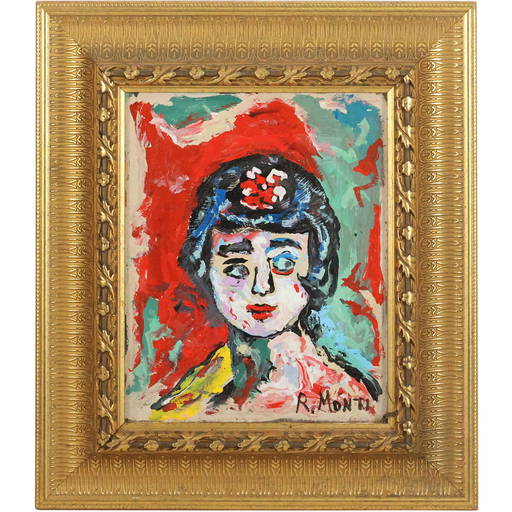 Rocco Monticolo, R Monti, Oil/b Painting Abstract Woman Portrait (#0286 ...