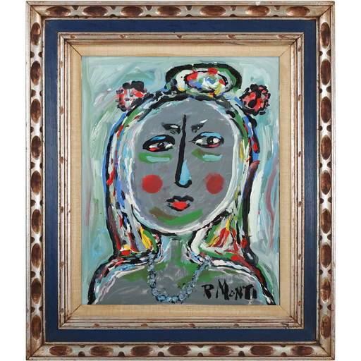 Rocco Monticolo, R Monti, Oil Painting Abstract Portrait Of A Woman