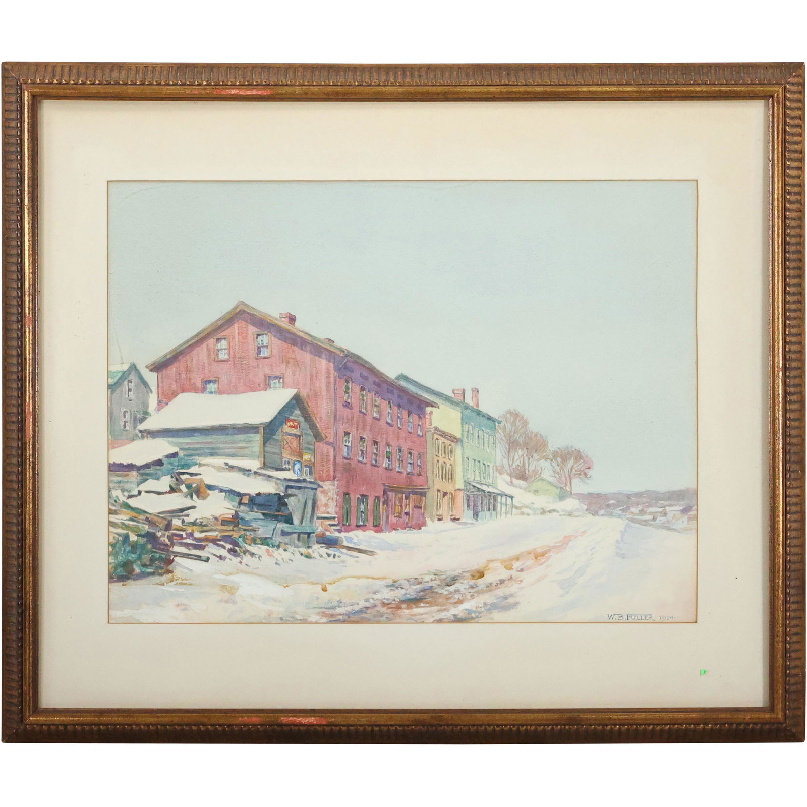 Walter B. Fuller; Amer. Watercolor Mill Tenements Sgd.
