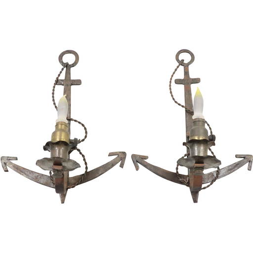 [2] Vintage Metal Nautical SHIP ANCHOR Electric Wall Sconces - Aug 08 ...
