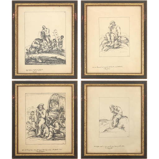 Eugene Higgins, [4] Assorted Lithographs Of Macabre Scenes, All Framed ...