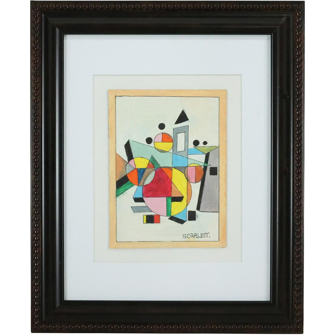 Rolph Scarlett (1889-1984) "Geometric Abstract" Watercolor Painting ...
