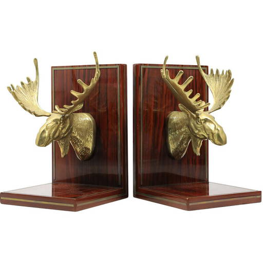 Brass Moose Head Figurative Bookends