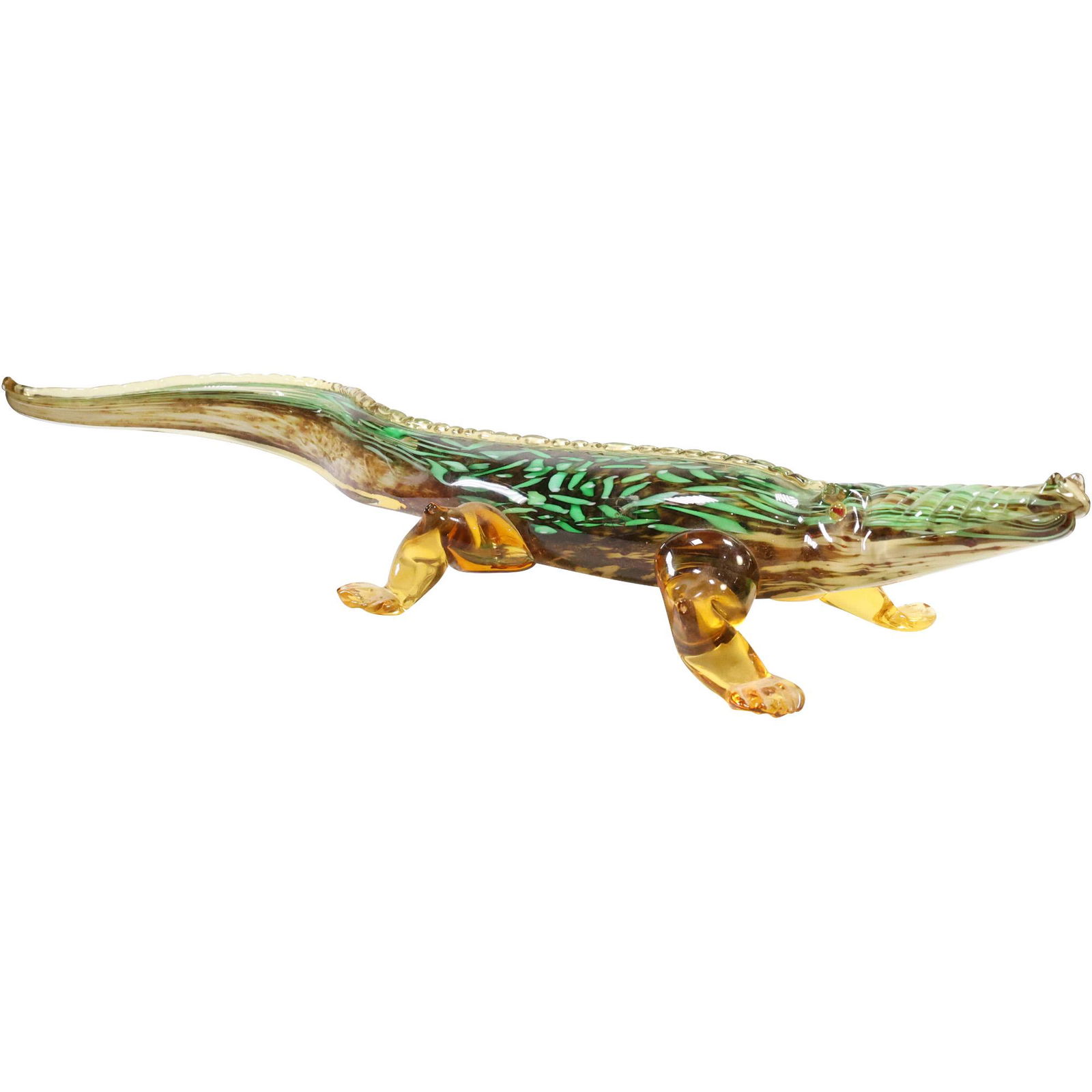 Artist Signed Studio Art Glass Alligator Figure Sculpture 28 In. Length