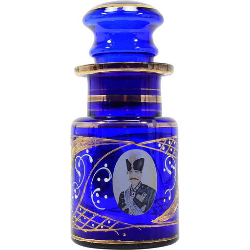 Cobalt Blue Moser Glass Persian Market Dresser Bottle with Portrait ...