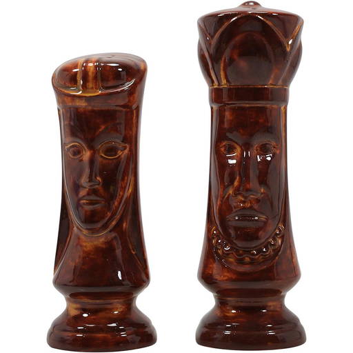 King and Queen Chess Players Glazed Ceramic Salt & Pepper Shakers ...