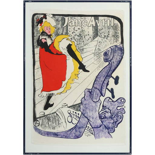 Toulouse Lautrec, "Jane Avril" Framed Silkscreen Silk Scarf (#0263) on ...