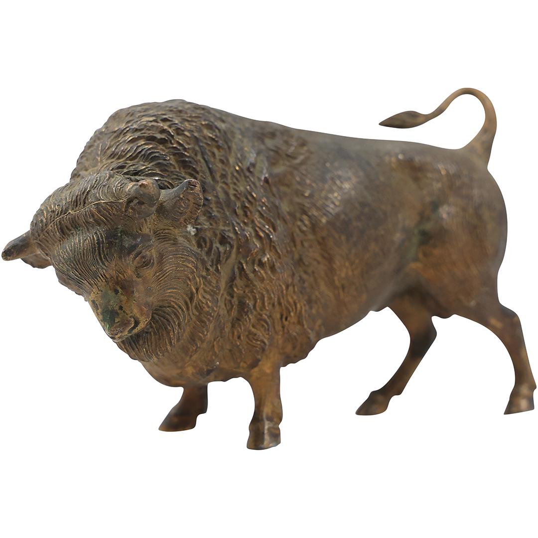 19th C. Bronze Western Buffalo Bison Figure Sculpture, Fine Detail ...