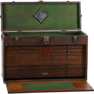H Gerstner Model 052 Oak 11 Drawer Machinist Chest Box
