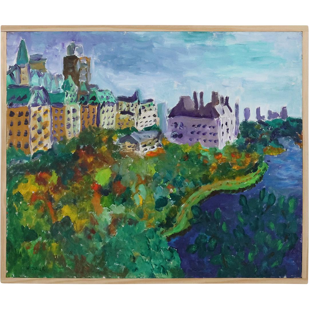 Herman Zuker (1959 ) Polish American."city On The Lake", Acrylic ...