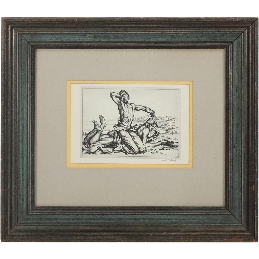 Paul Cadmus Framed Lithograph 2 Boys On A Beach Pencil Signed Apr