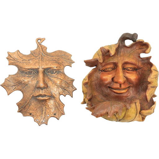 [2] Spirit Of The Forest Oak Leaf Man Face Cast Metal Wall Plaques By ...