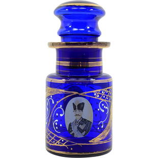 Cobalt Blue Moser Glass Persian Market Dresser Bottle With Portrait ...