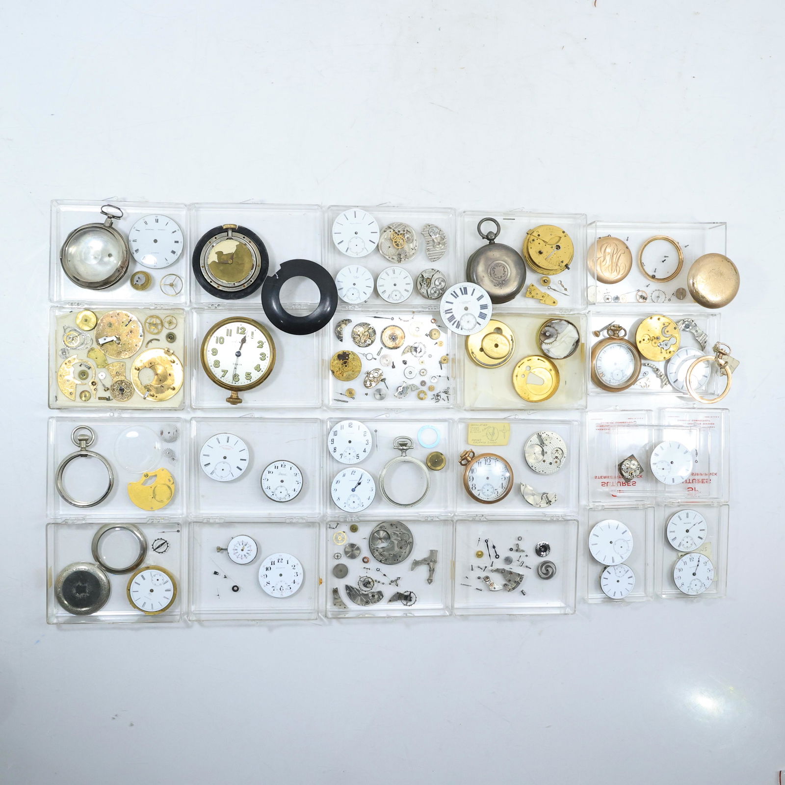 Large Assortment Of Watch Parts, Pocket Watch Parts And Faces