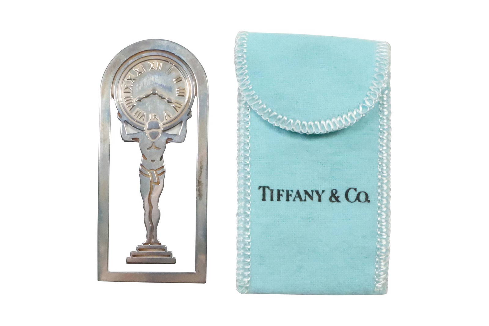 Tiffany & Co. Sterling Silver Atlas Bookmark With Felt Bag 2 3/4 In. X ...