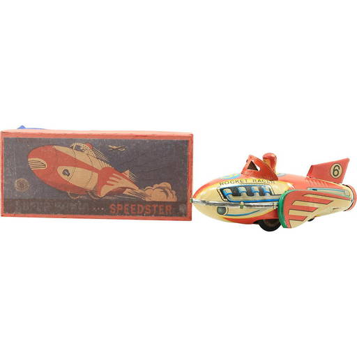 "rocket Racer" Tin Friction Toy In Original Box, Good Lithography 7.5 ...